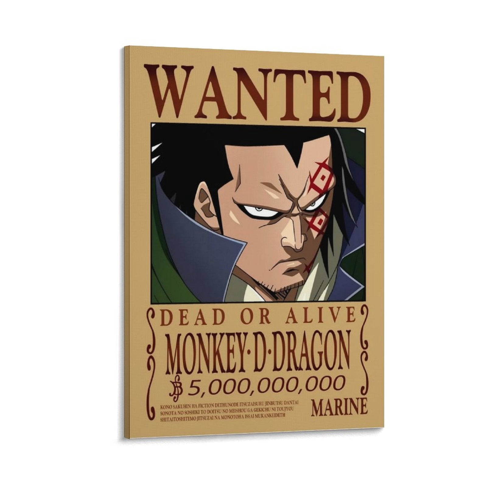 Anime Wanted Poster Monkey D Dragon Canvas Poster Wall Art Picture ...