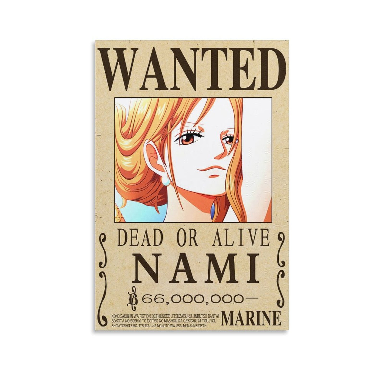 Anime Wanted Poster Nami 1 Artworks Canvas Poster Room Aesthetic Wall ...