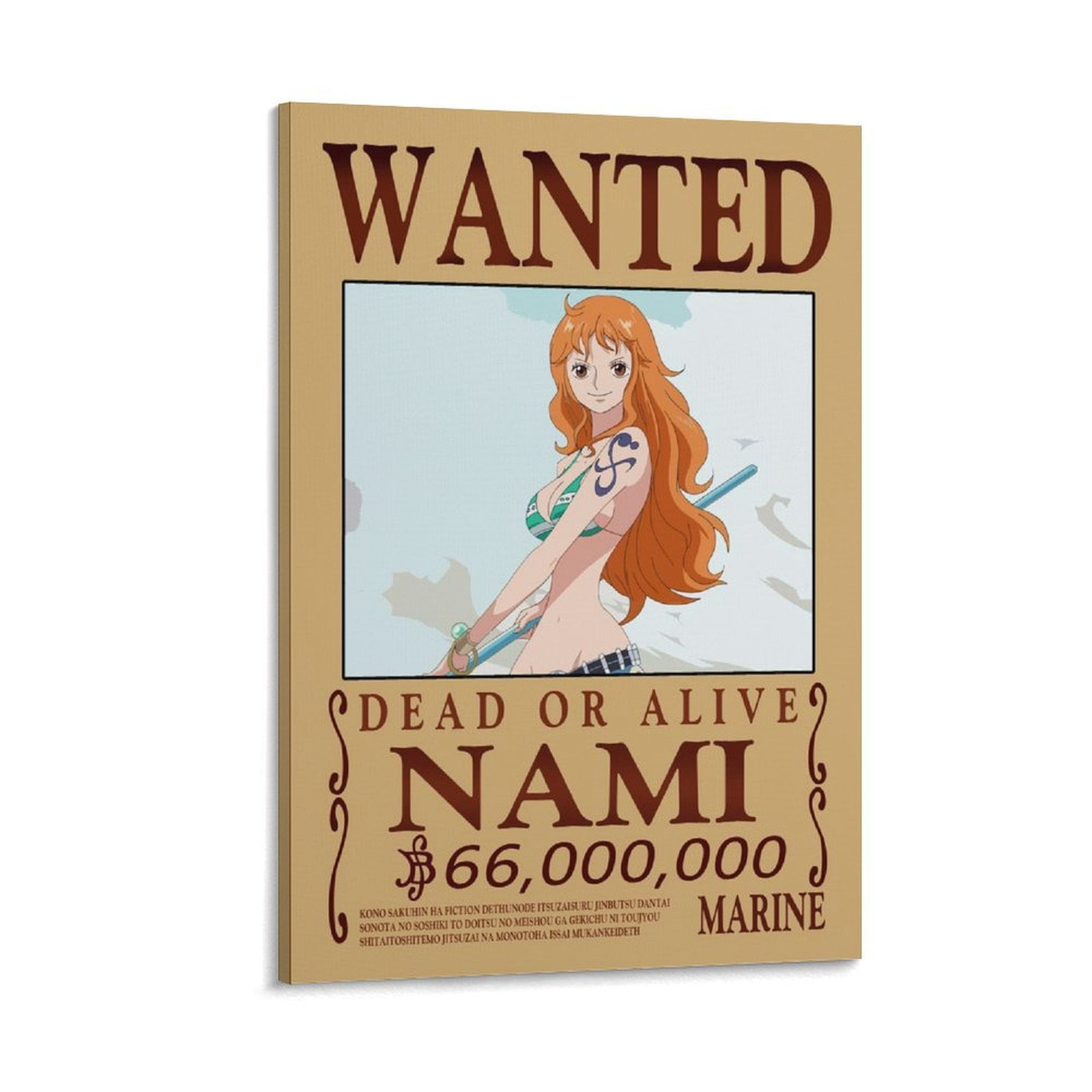 Anime Wanted Poster Nami Artworks Canvas Poster Room Aesthetic Wall Art ...