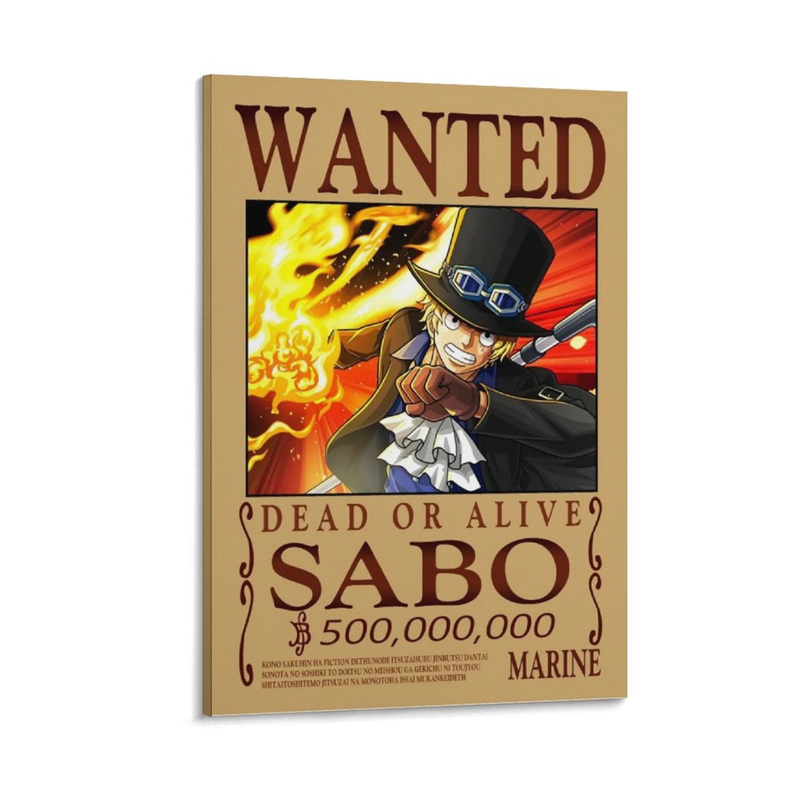 Anime Wanted Poster SABO Canvas Wall Art Poster Decorative Bedroom ...