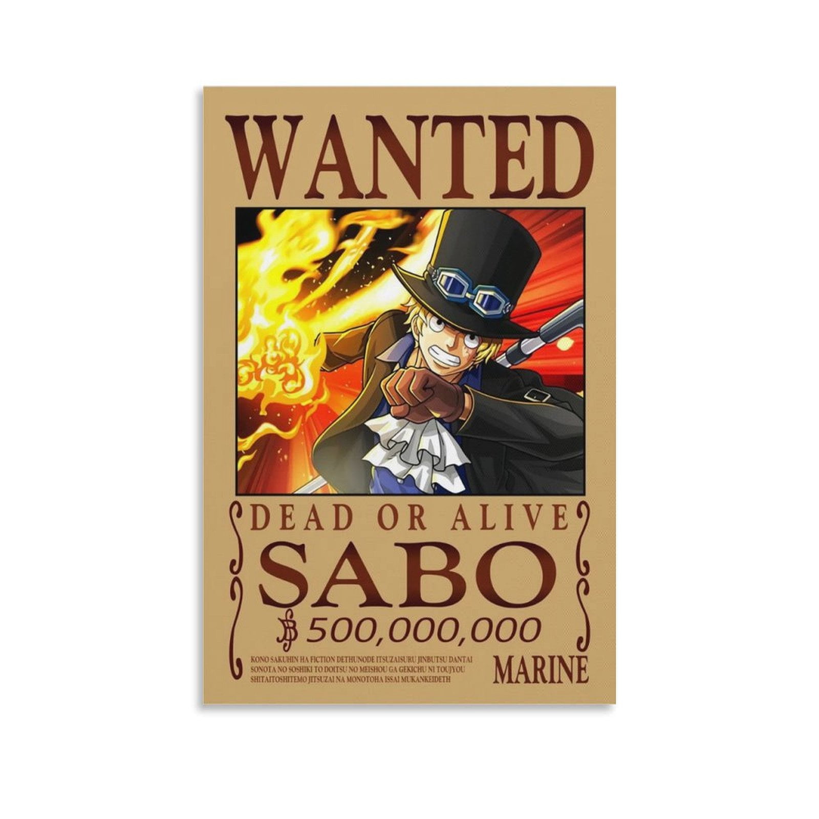 Anime Wanted Poster SABO Posters Wall Art Painting Canvas Gift Living ...