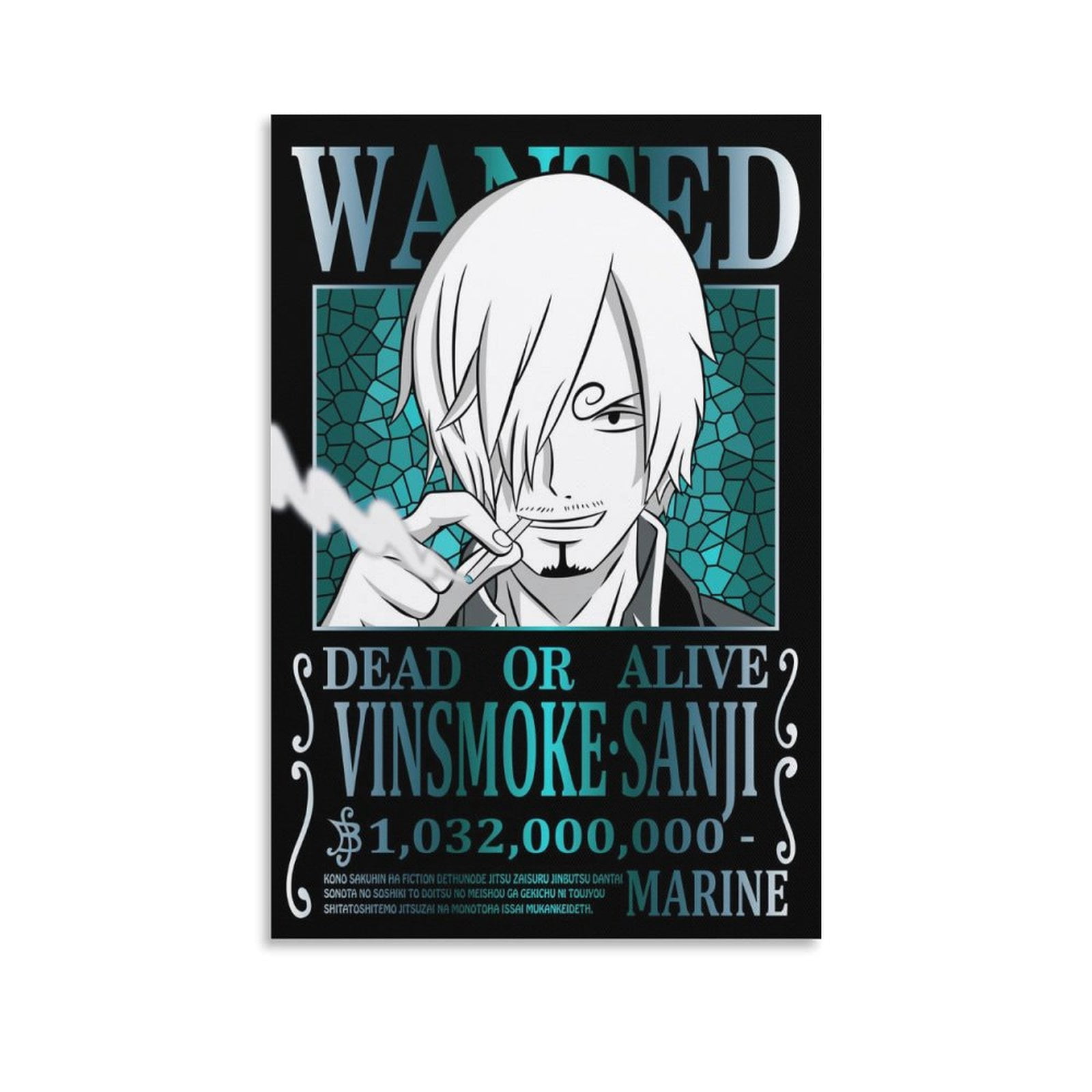 Anime Wanted Poster Sanji 1 Wall Art Poster Gifts Bedroom Prints Home ...