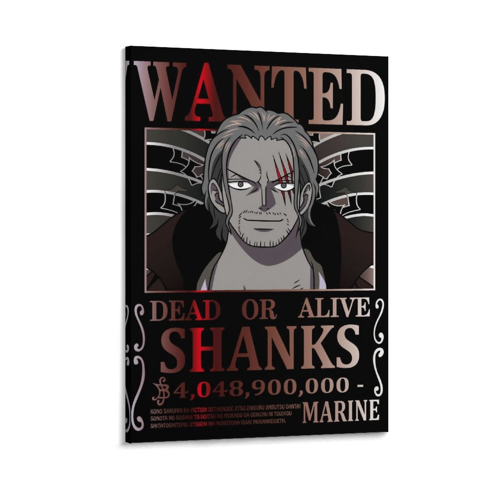 Anime Wanted Poster Shanks 1 Posters Wall Art Painting Canvas Gift ...