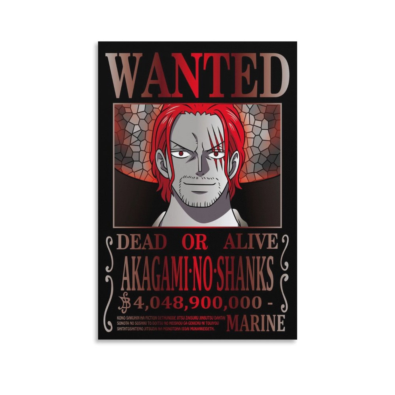 Anime Wanted Poster Shanks Home Decor Poster Wall Art Hanging Picture ...