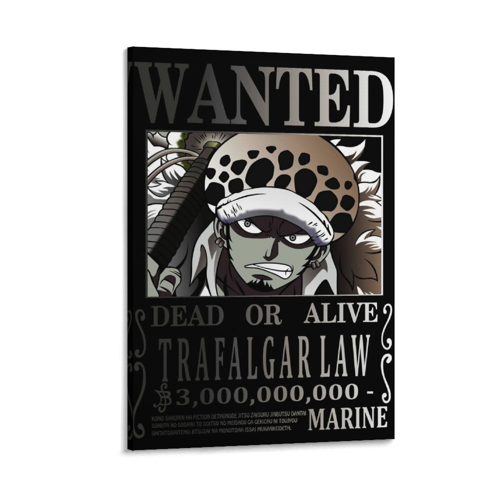 Anime Wanted Poster Trafalgar D Water Law Canvas Art Poster and Wall ...