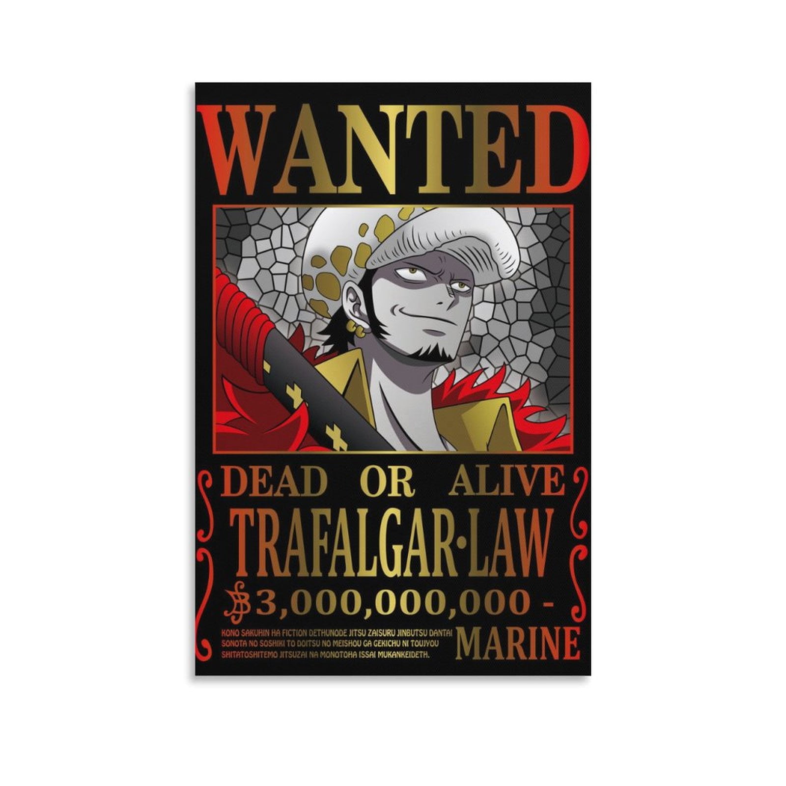 Anime Wanted Poster Trafalgar Law Artworks Canvas Poster Room Aesthetic ...