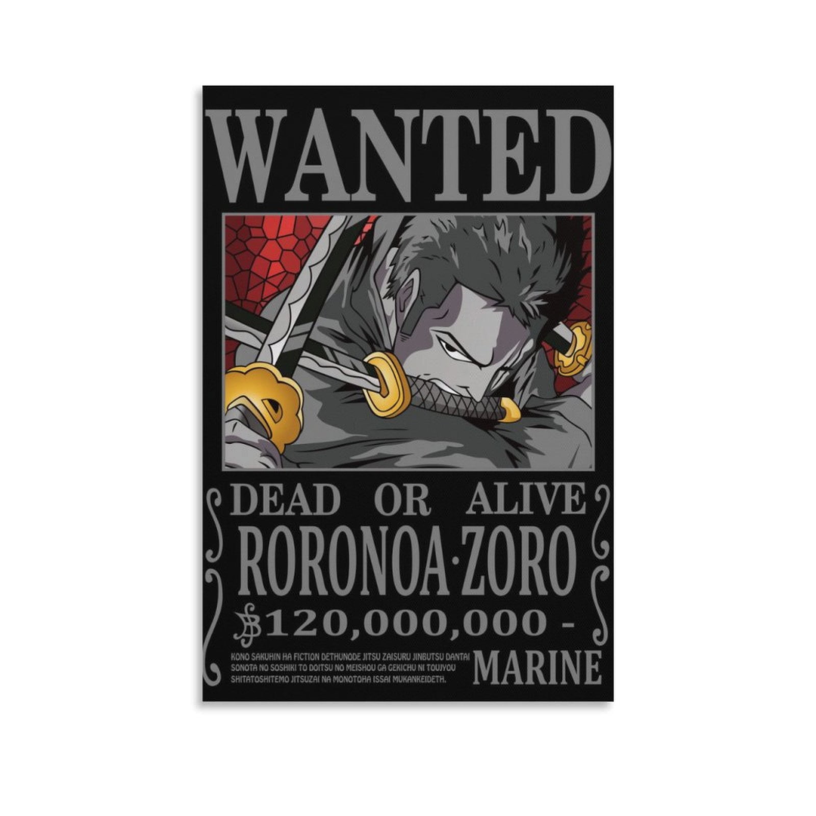 Anime Wanted Poster Zoro 1 Poster Cool Artworks Painting Wall Art ...