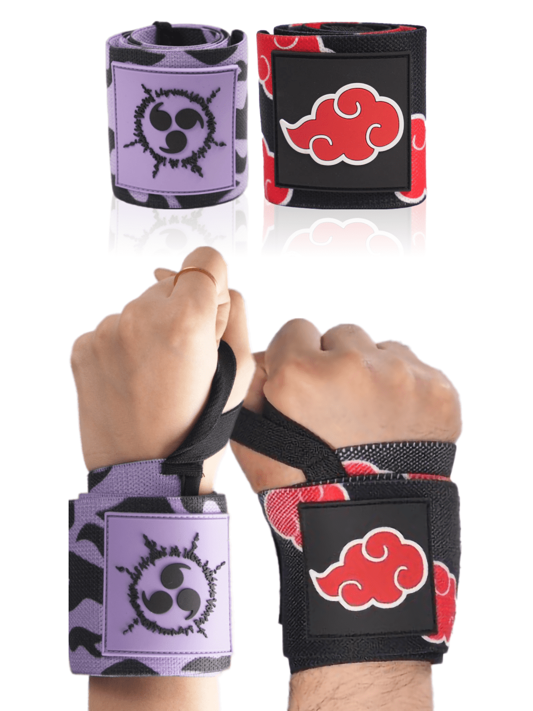 Anime Wrist Wraps 2 Pairs Bundle - 24" Lifting Straps for Men and Women ...