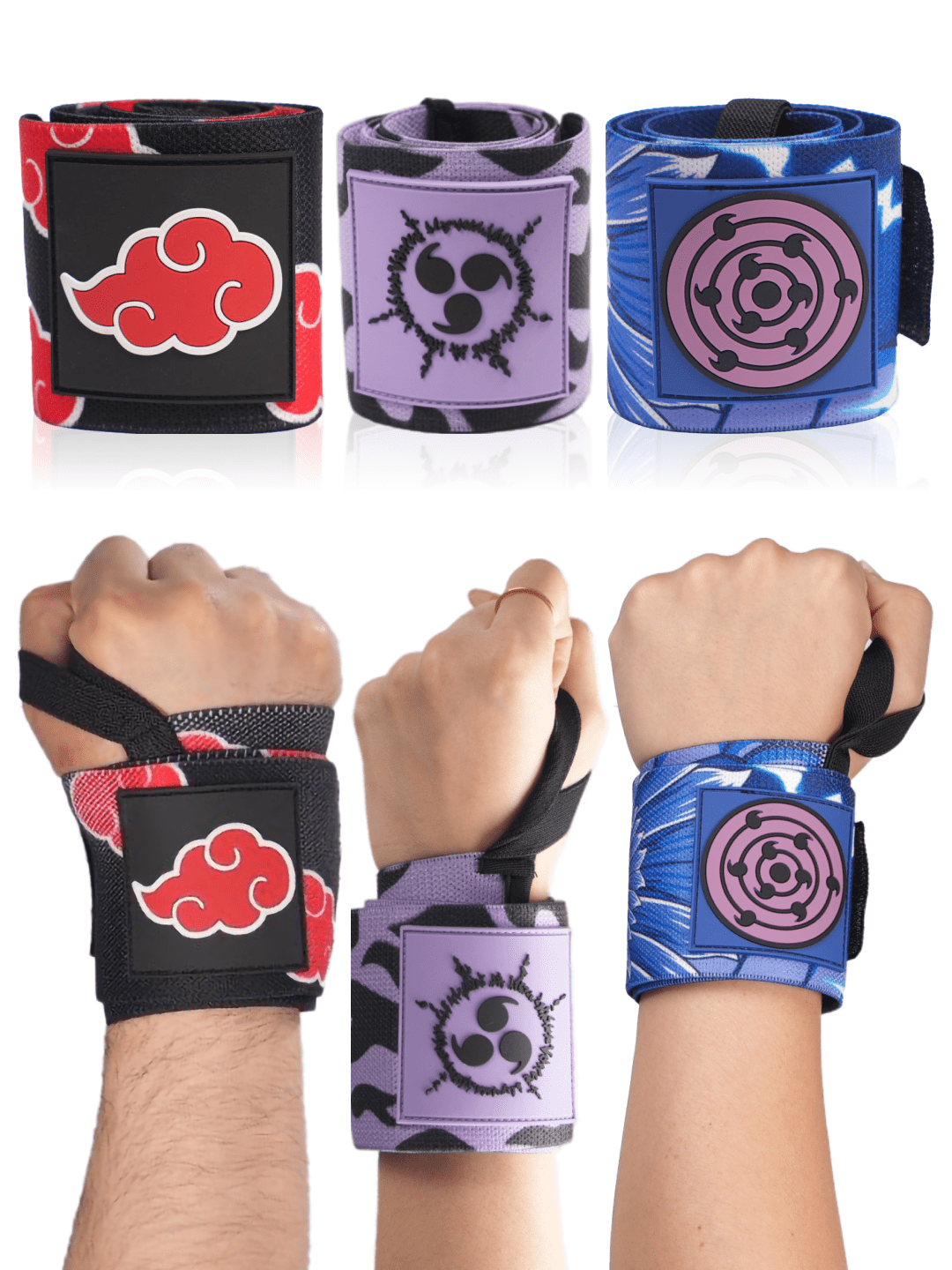 Anime Wrist Wraps 3 Pairs Bundle - 24" Lifting Straps for Men and Women ...