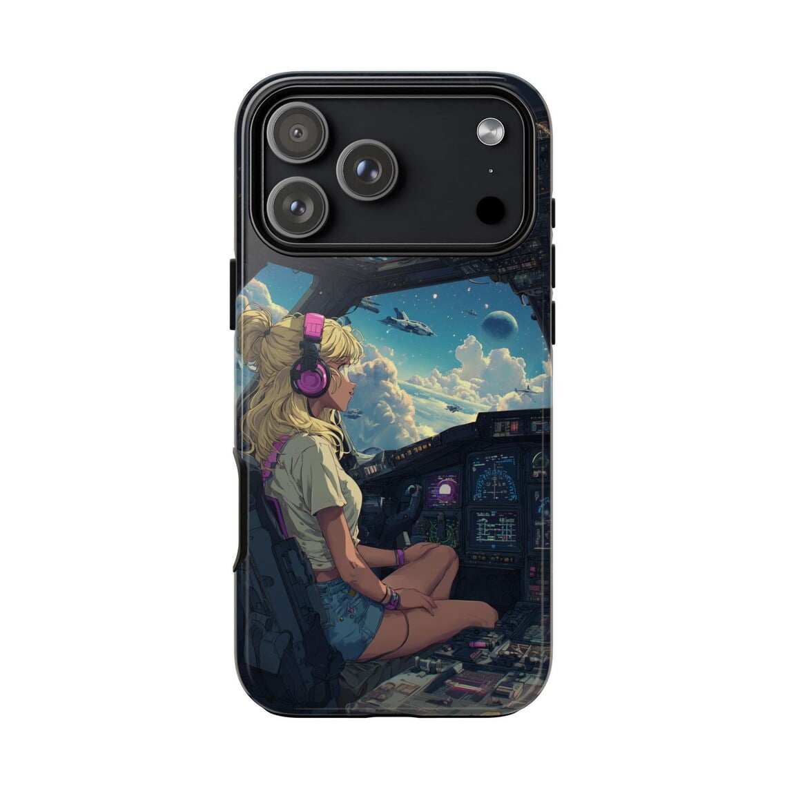 Anime Young Girl Inside Spaceship Cockpit Scene with iPhone 17 to 11 ...