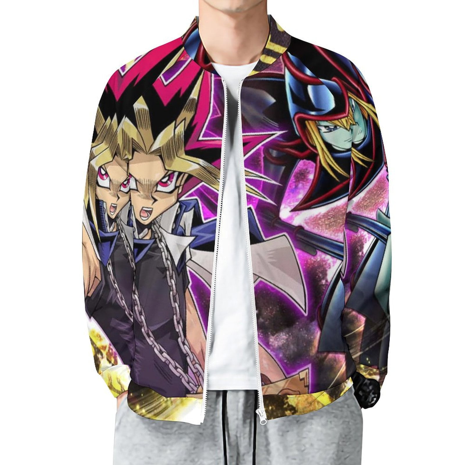 Anime Yu-Gi-Oh Fashion Jacket Mens Windbreaker Coat Lightweight Zipper ...