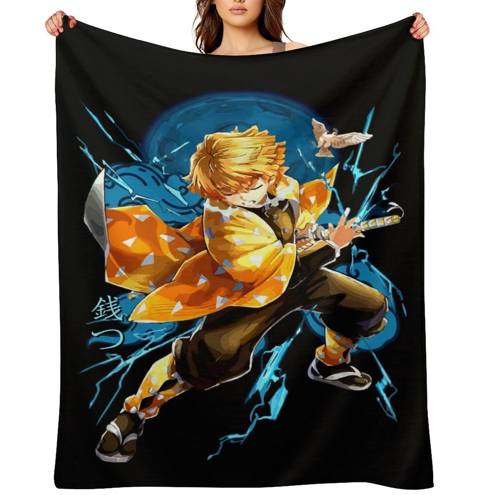 Anime Zenitsu Demon Slayer Flannel Blanket, Ultra Soft Warm Throw ...