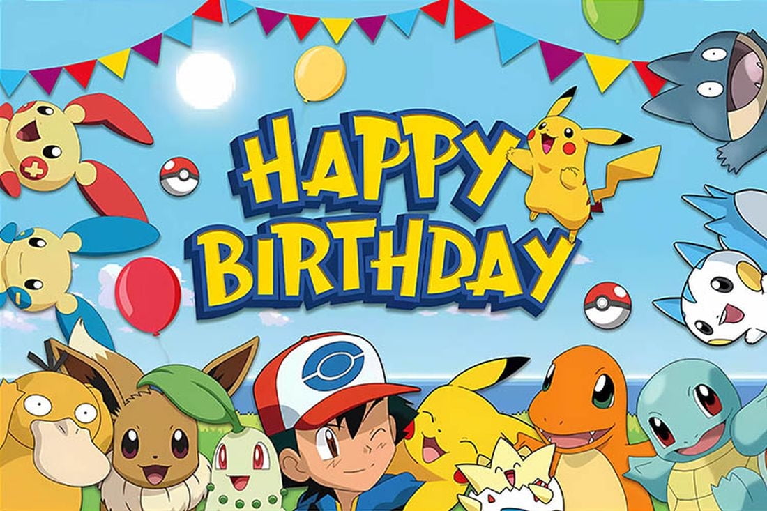 Anime cartoon characters Backdrop Birthday Party Decoration, 5FT*3FT ...