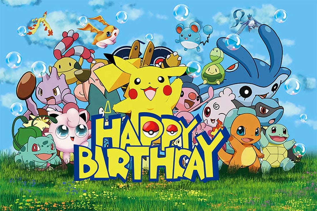 Anime cartoon characters Backdrop Birthday Party Decoration, 5FT*3FT ...