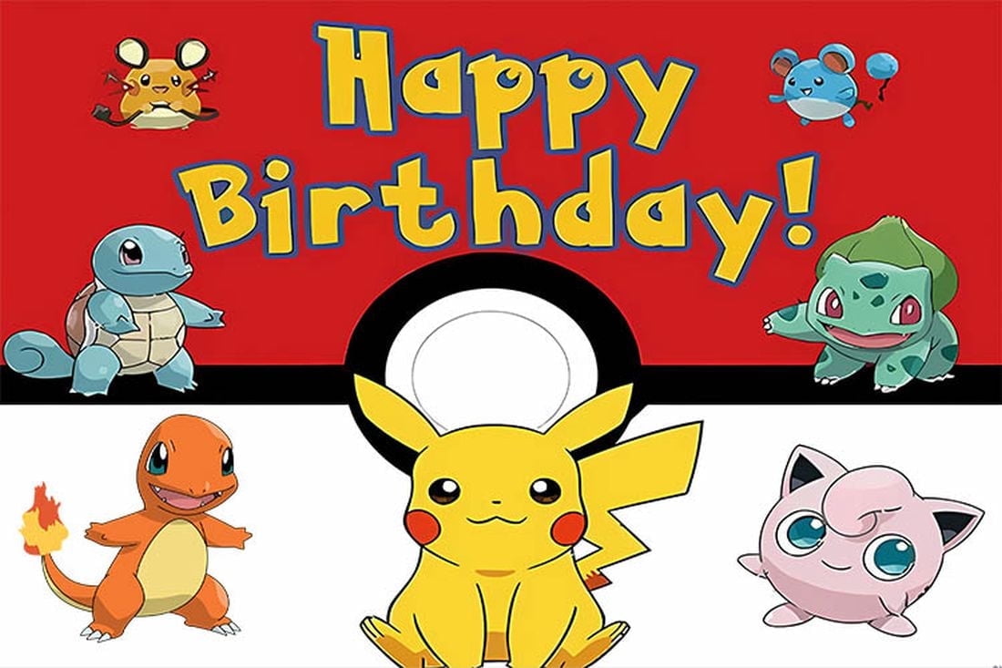 Anime Pokémon characters Backdrop Birthday Party Decoration, 5FT*3FT ...
