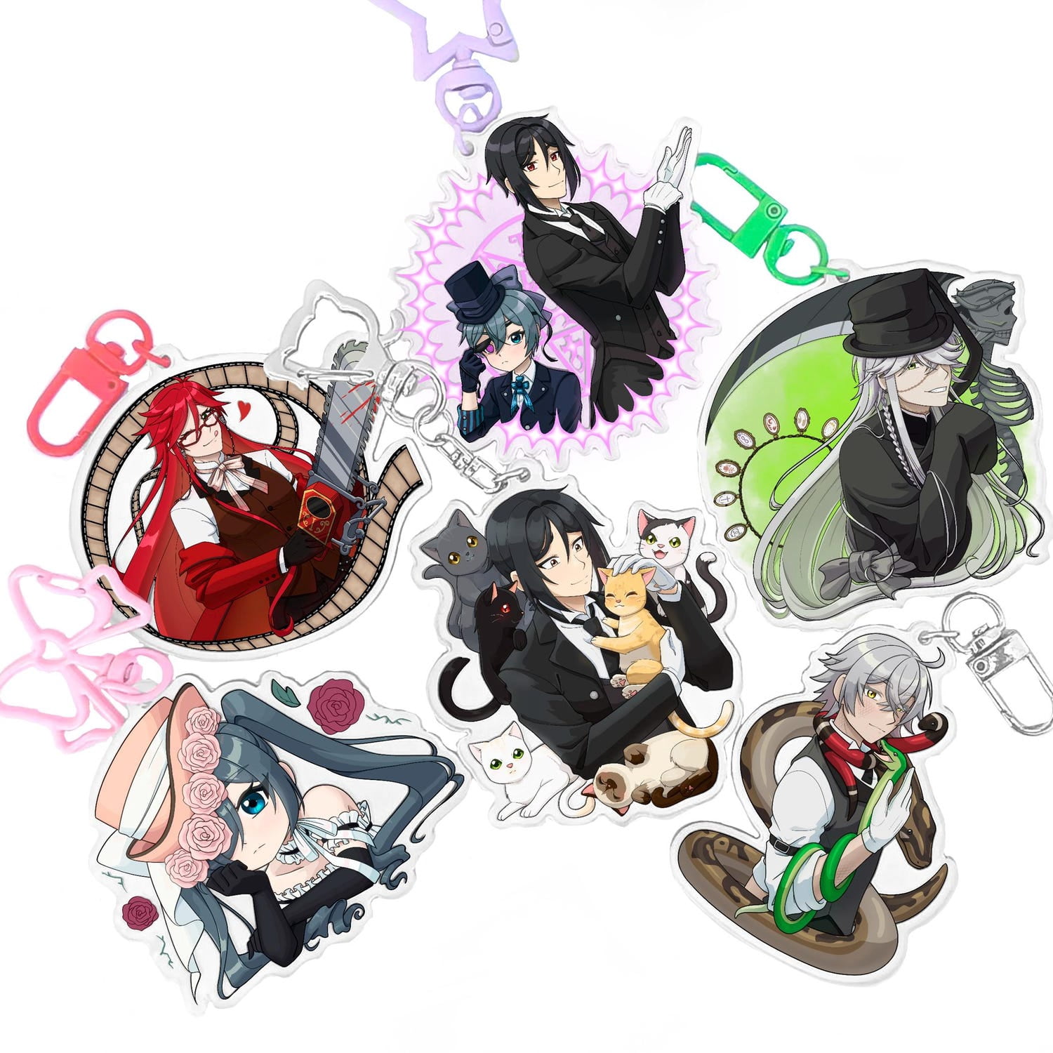 Anime demon butler acrylic keychain 1 packs, random 1 pack - Walmart.com