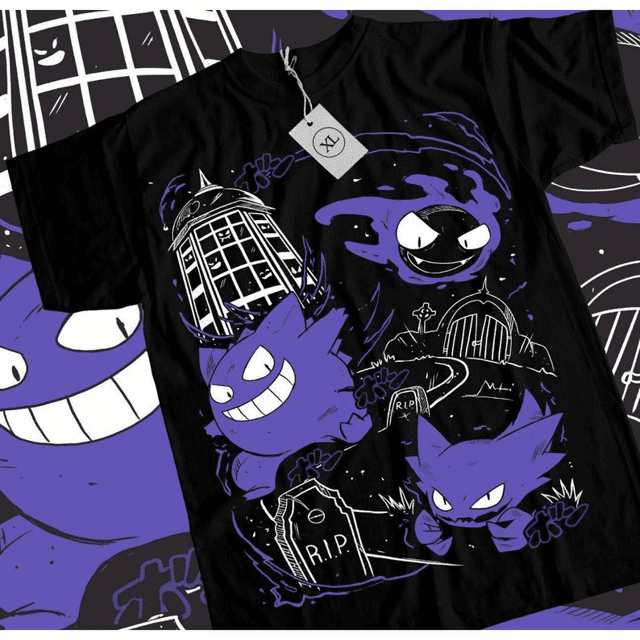 Anime ghastly T-Shirt, Ghost Type element Silhouette, Video Game T ...