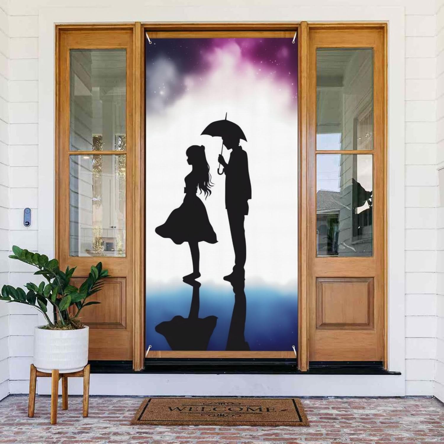 Anime lovers silhouette Door Cover Decorations Welcome Spring Seasonal ...