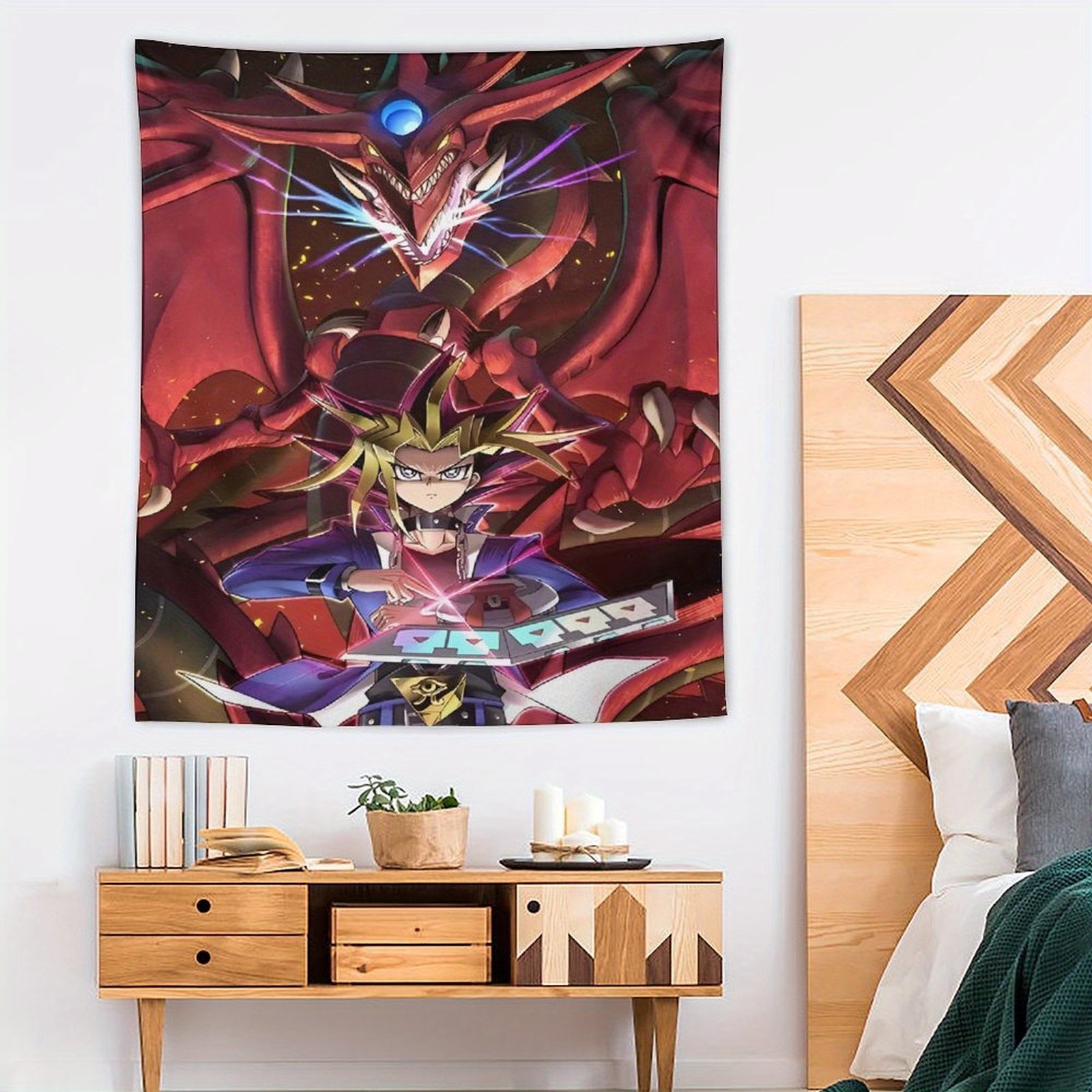 Anime style wall tapestry with vibrant character designs - Interior ...