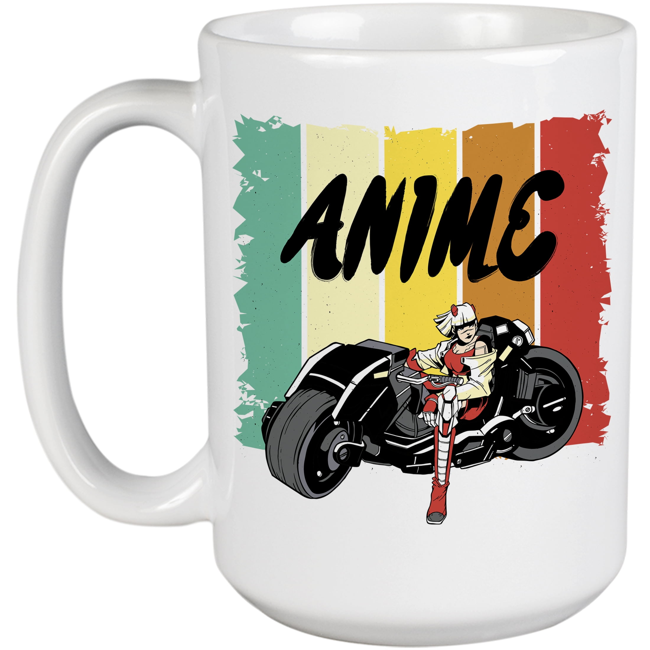 Anime with Motorcycle Rider, White 15oz Ceramic Mug - Walmart.com