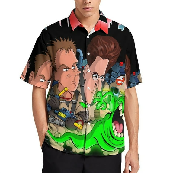 Animeted Ghostbusters Men's Button-Down Shirts Daily Casual Beach ...