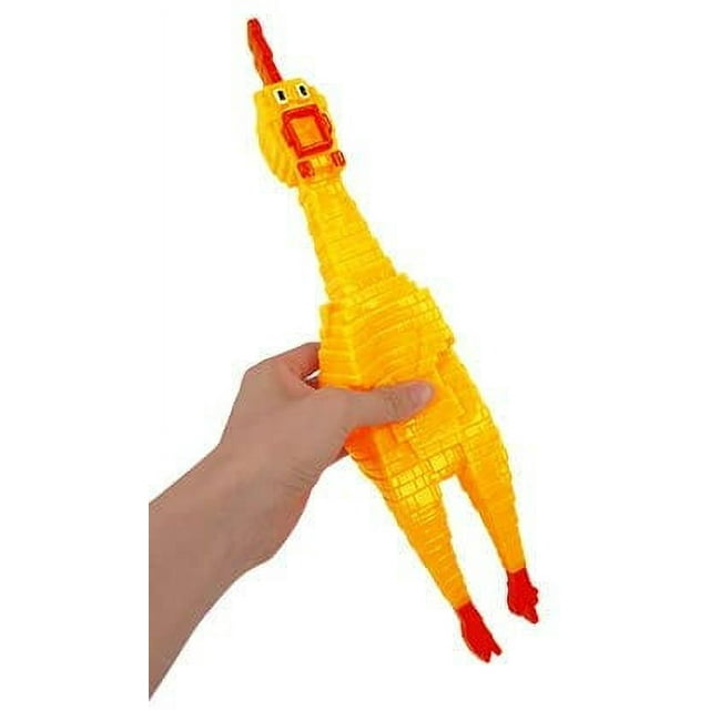Animolds Squeeze Me Square Rubber Chicken Toy Screaming Rubber