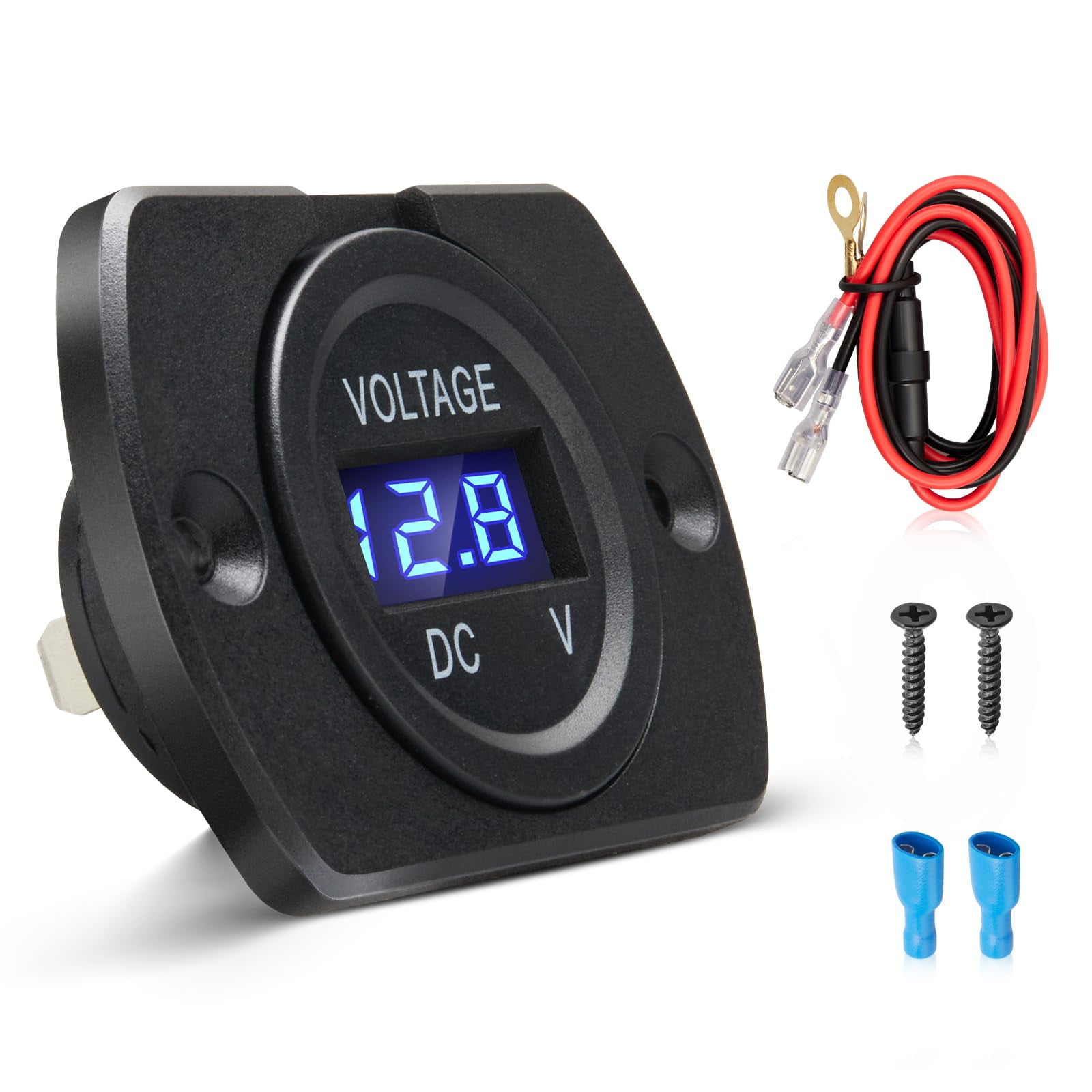 Anina Car Voltmeter Gauge Monitor with LED Digital Display 12-24V Panel ...