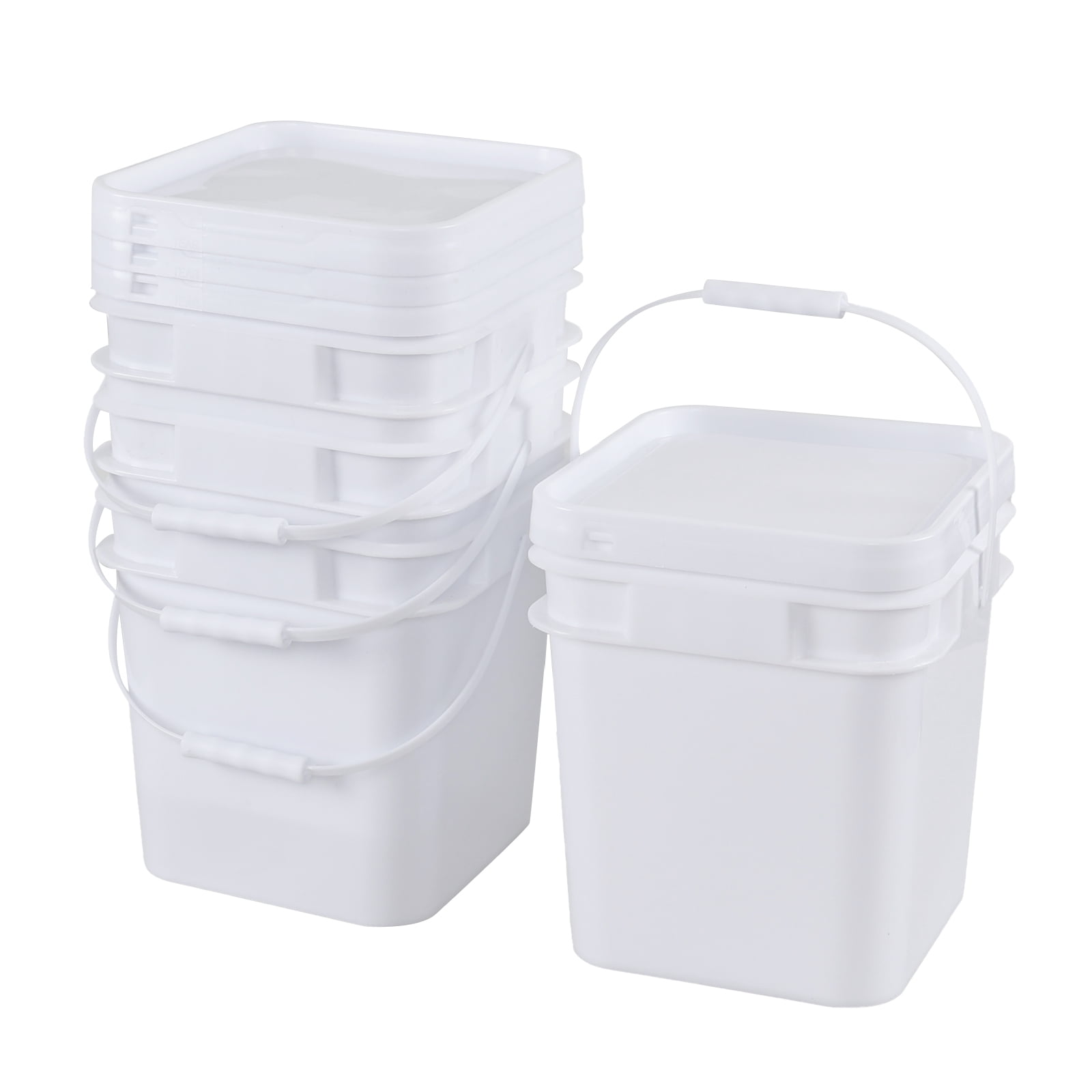 Aninhao 4 Pack 3 Gallon Square Plastic Buckets, Sealable Food Storage ...