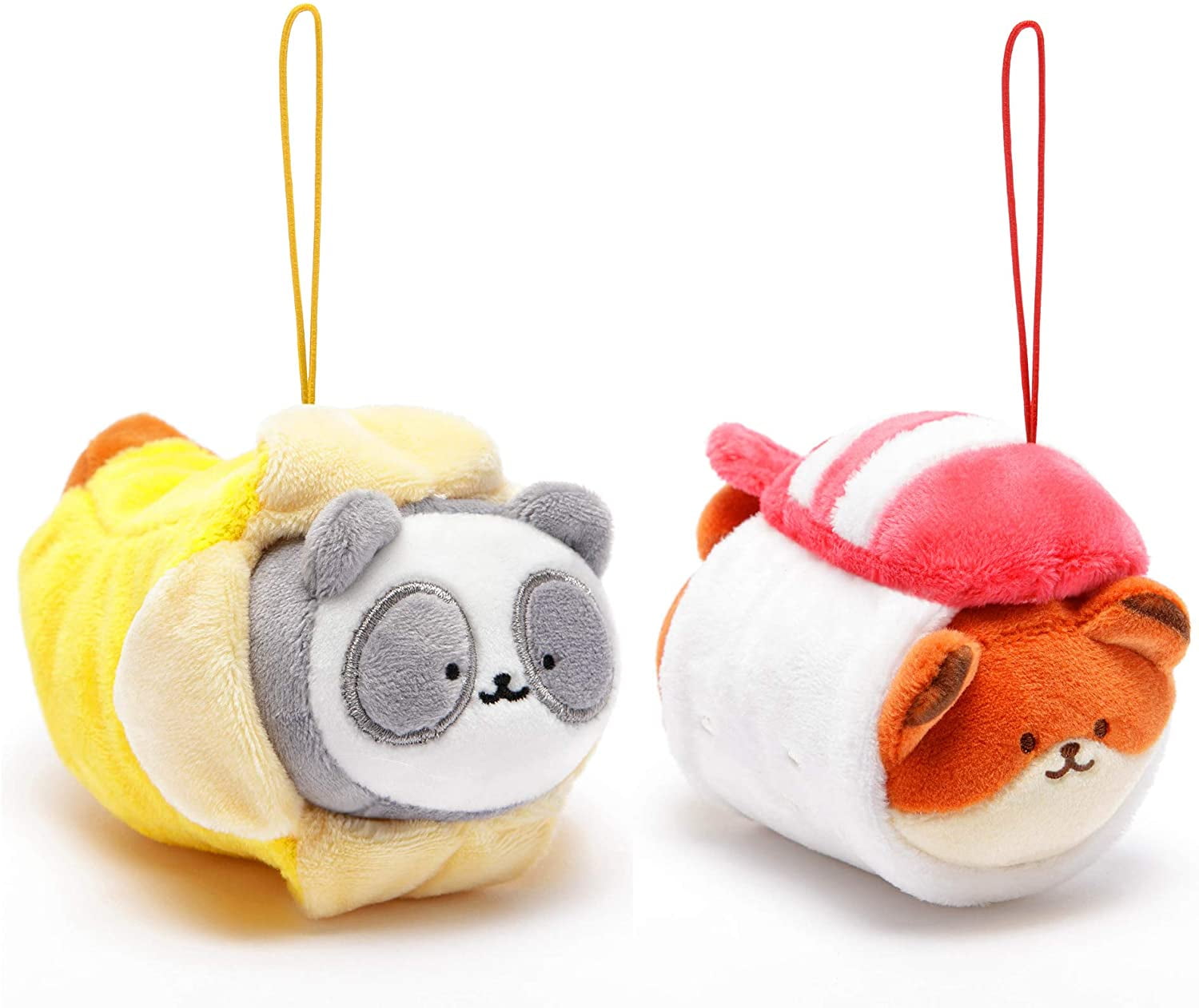 Anirollz Ornament Plush Keychain Panda Banana Fox Sushi Toy 3" Set C ...
