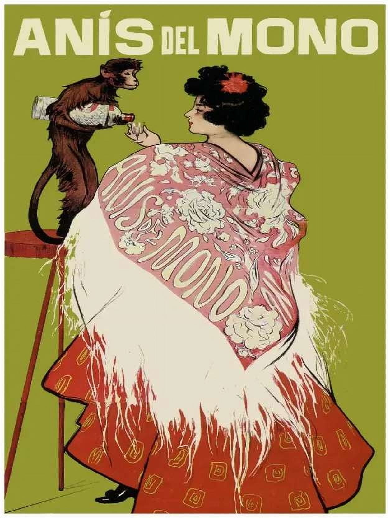 .Anis del mono.woman taking drink from monkey.POSTER.Decoration.Graphic ...