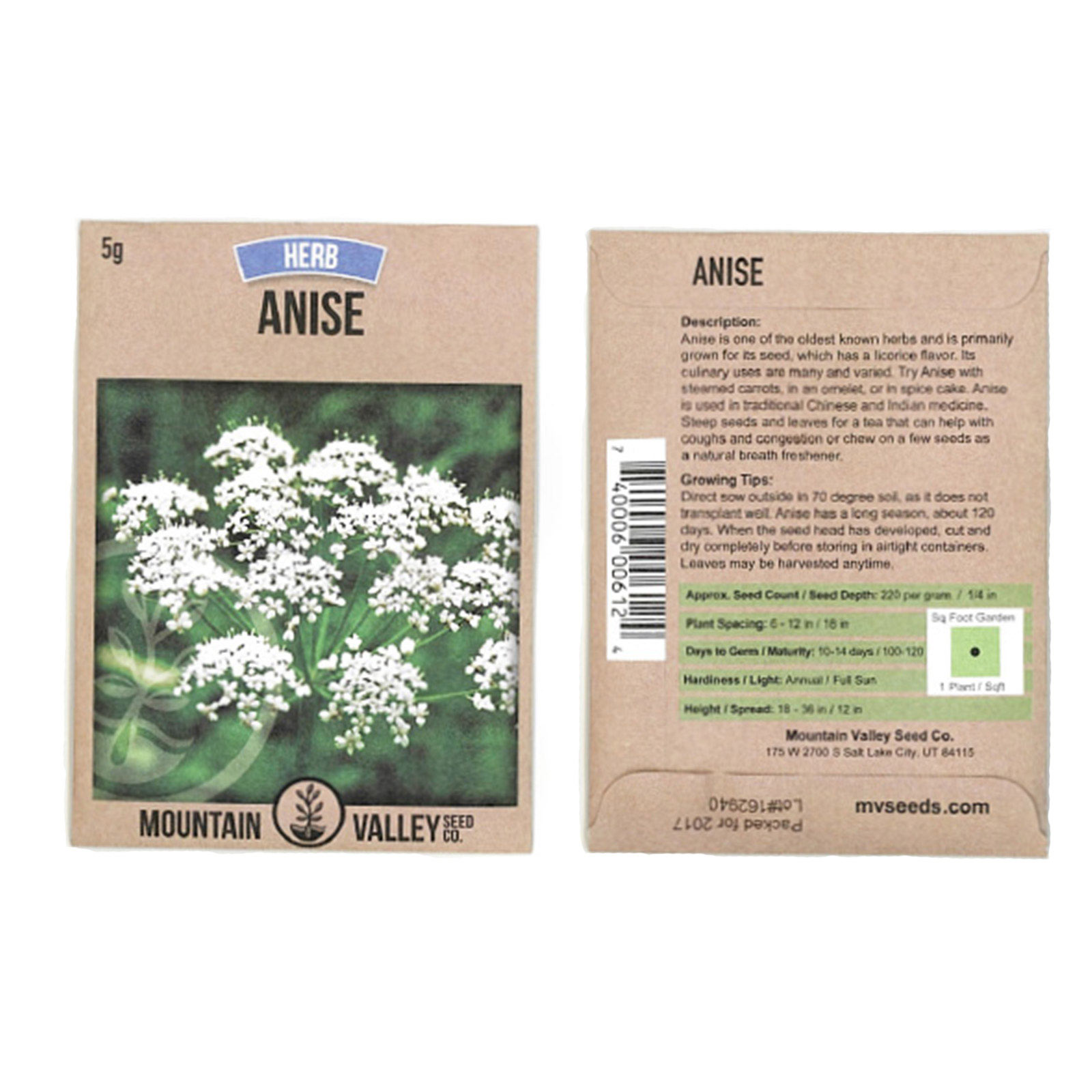 Mountain Valley Seed Company Anise Herb Plant Seeds, Non-GMO, Heirloom ...
