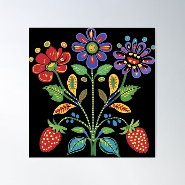 Anishinaabe Floral With Ojibwa Flowers Poster Wall Art, Modern Wall ...