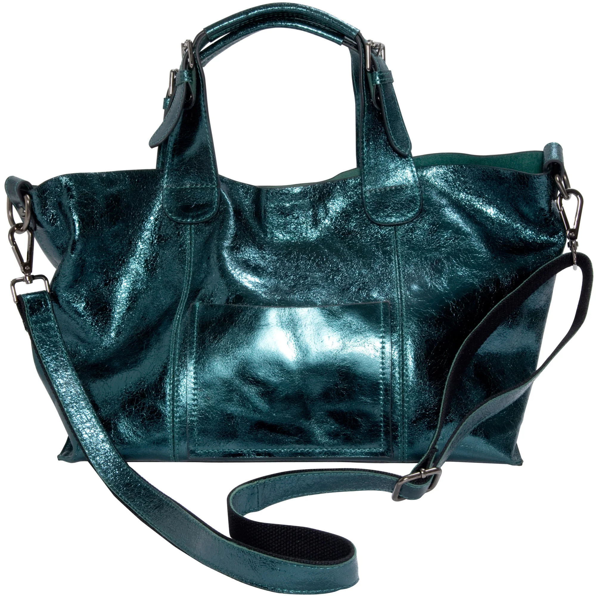 Anissa Dark 14 x 9.5 Metallic Leather Purse/Handbag - Walmart.com