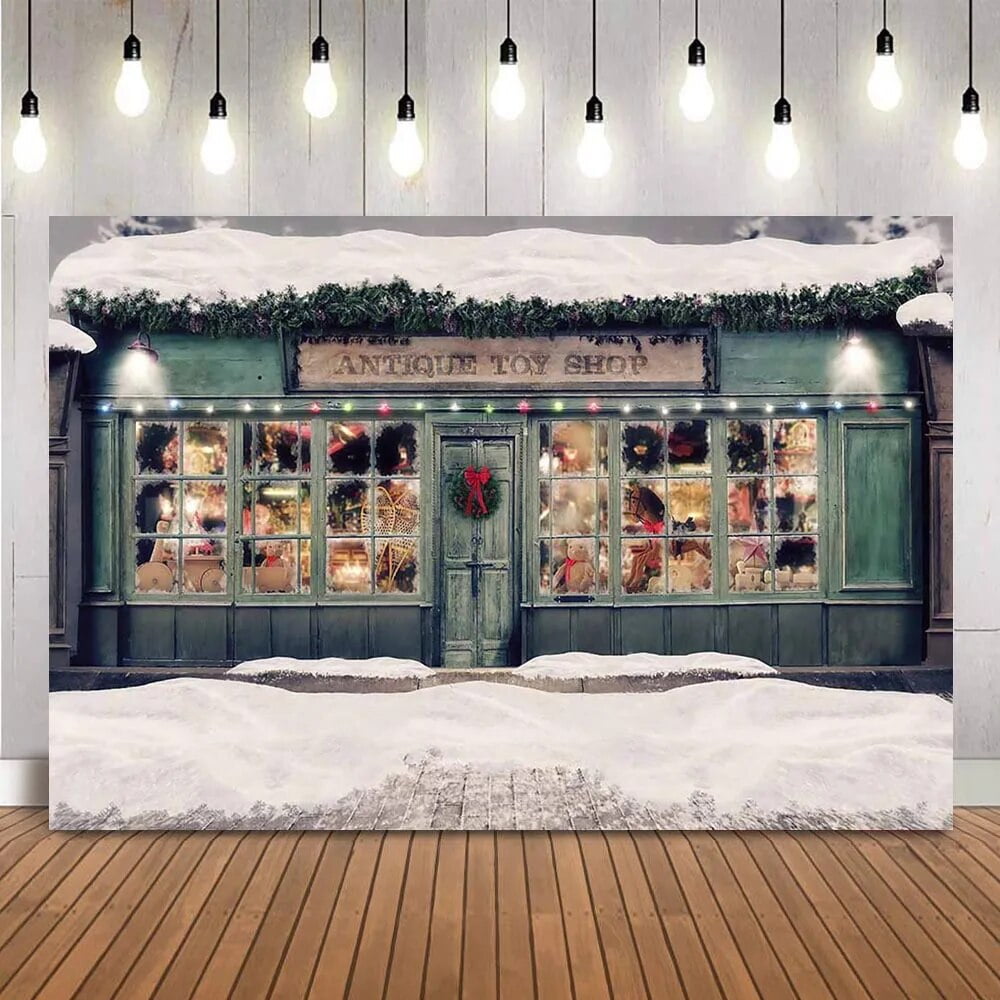Anitque Toy Shop Store Photography backdrop winter snow Christmas ...