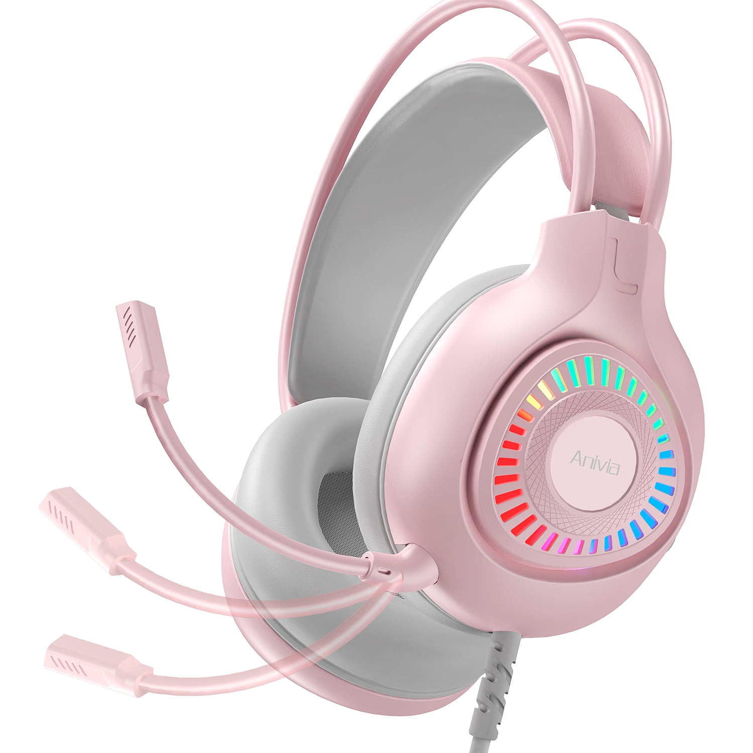 Anivia Pink Gaming Headset with Mic, 3.5mm, Noise Cancelling, Over Ear ...