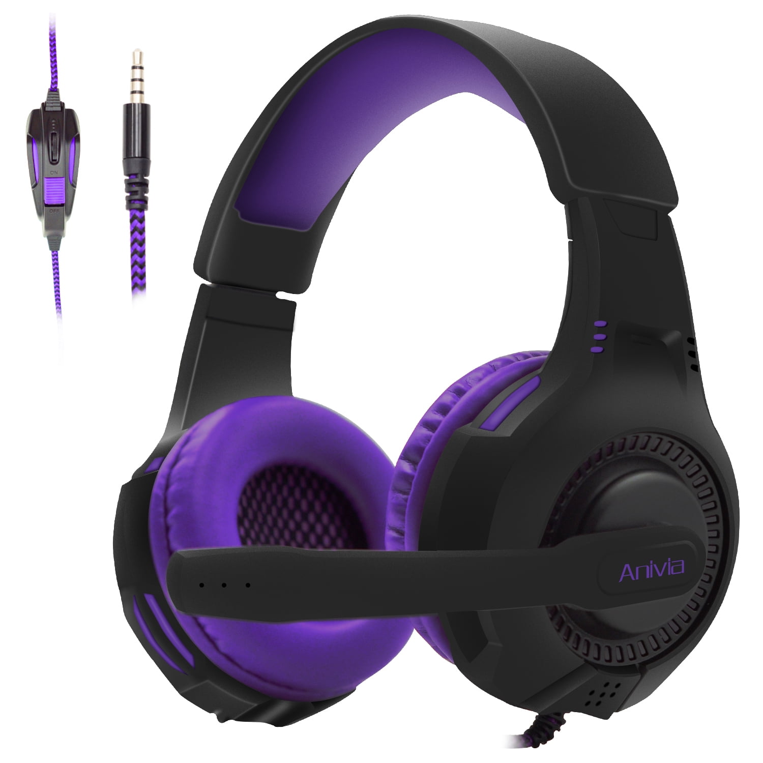Anivia Purple gaming headset with microphone Wired 3.5mm Computer Over ...
