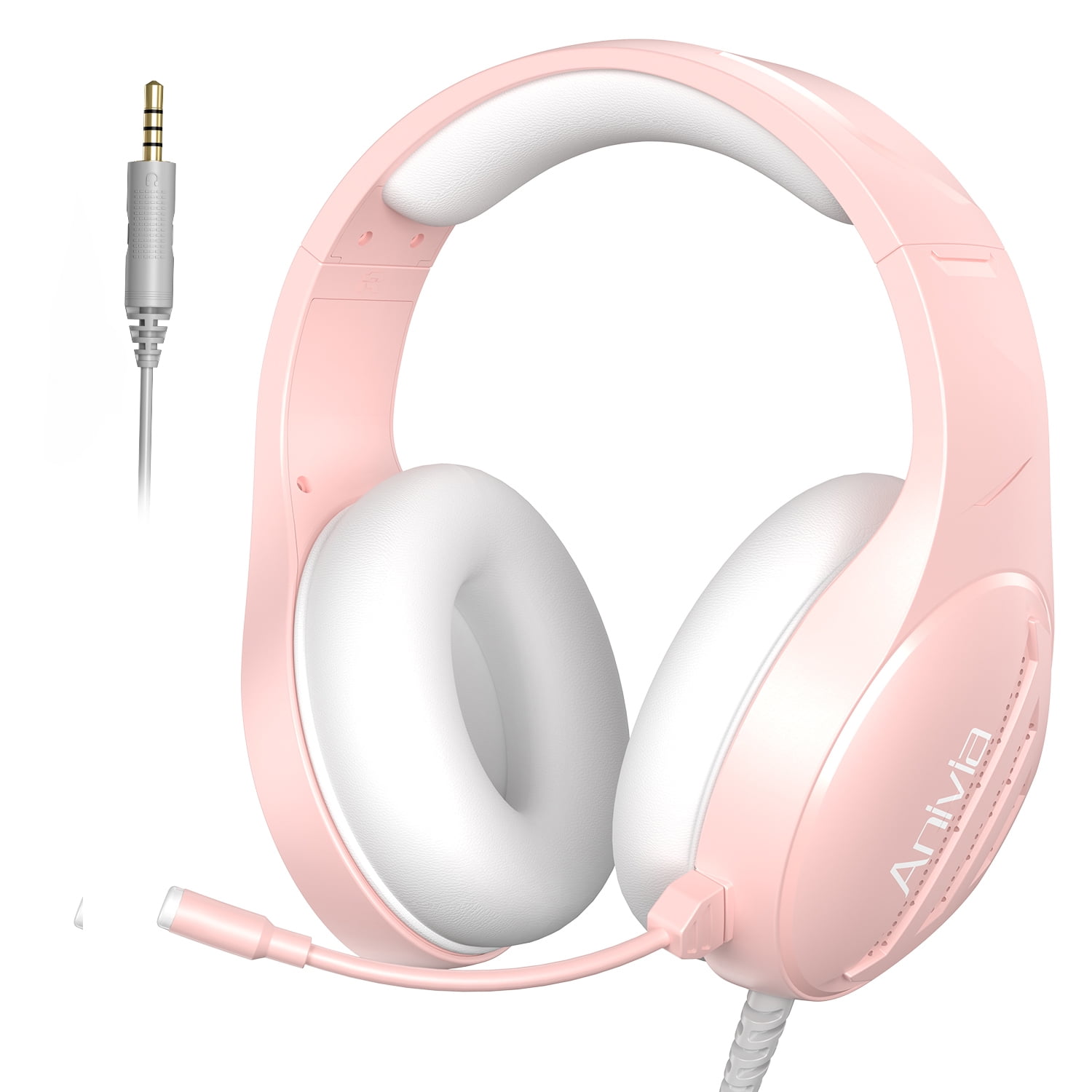 Anivia Universal Gamer Headset, Rose Pink Stereo with Mic, Wired Gaming ...