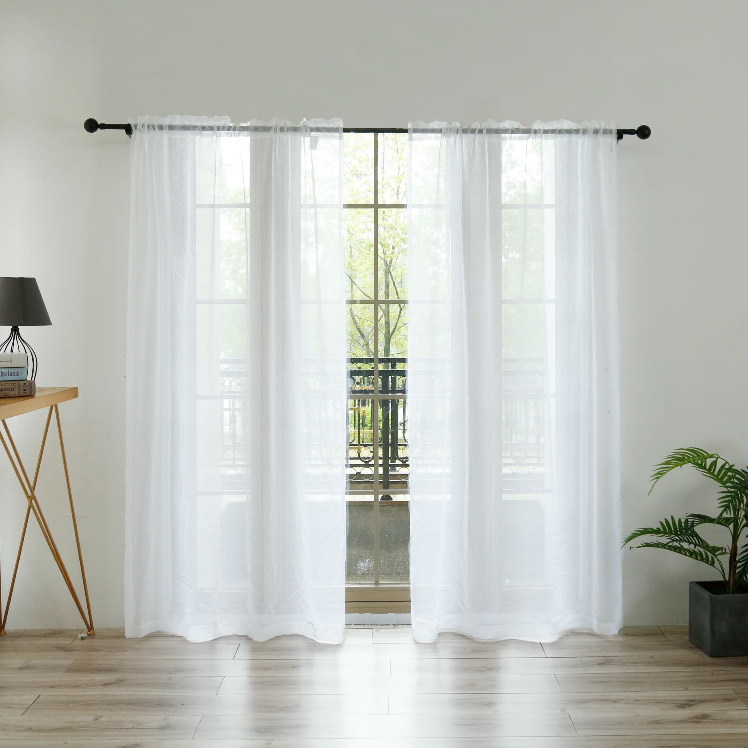 Anjee Privacy Window Sheer Curtains, 4 Panels, 84 inches Long, Rod ...