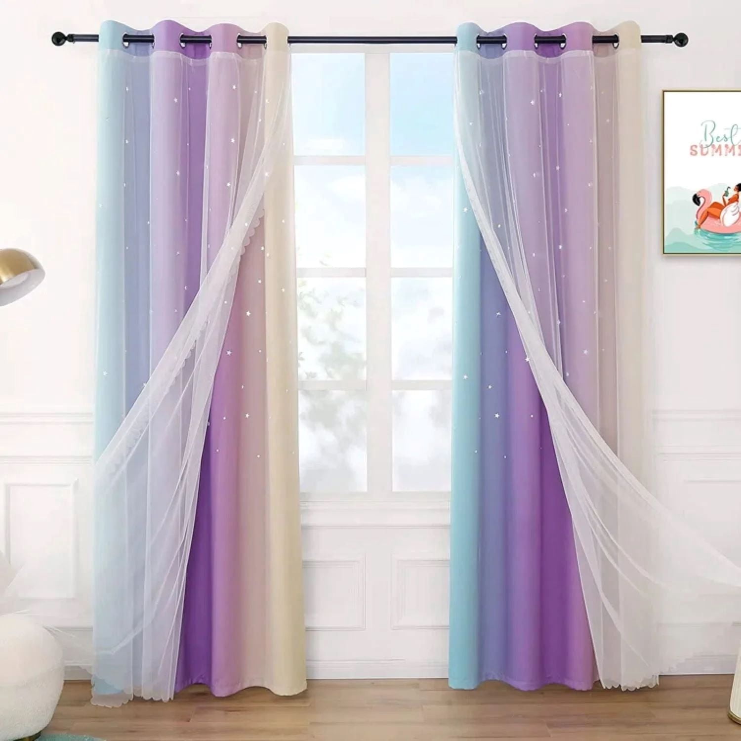 Anjee Blackout Curtains for Bedroom 2 Panel Curtains , Star Curtain ...