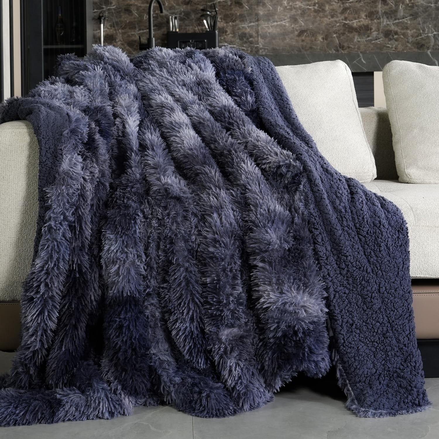 Anjee Faux Fur Soft Fuzzy Plush Sherpa Fluffy Fleece Long Hair Throw ...