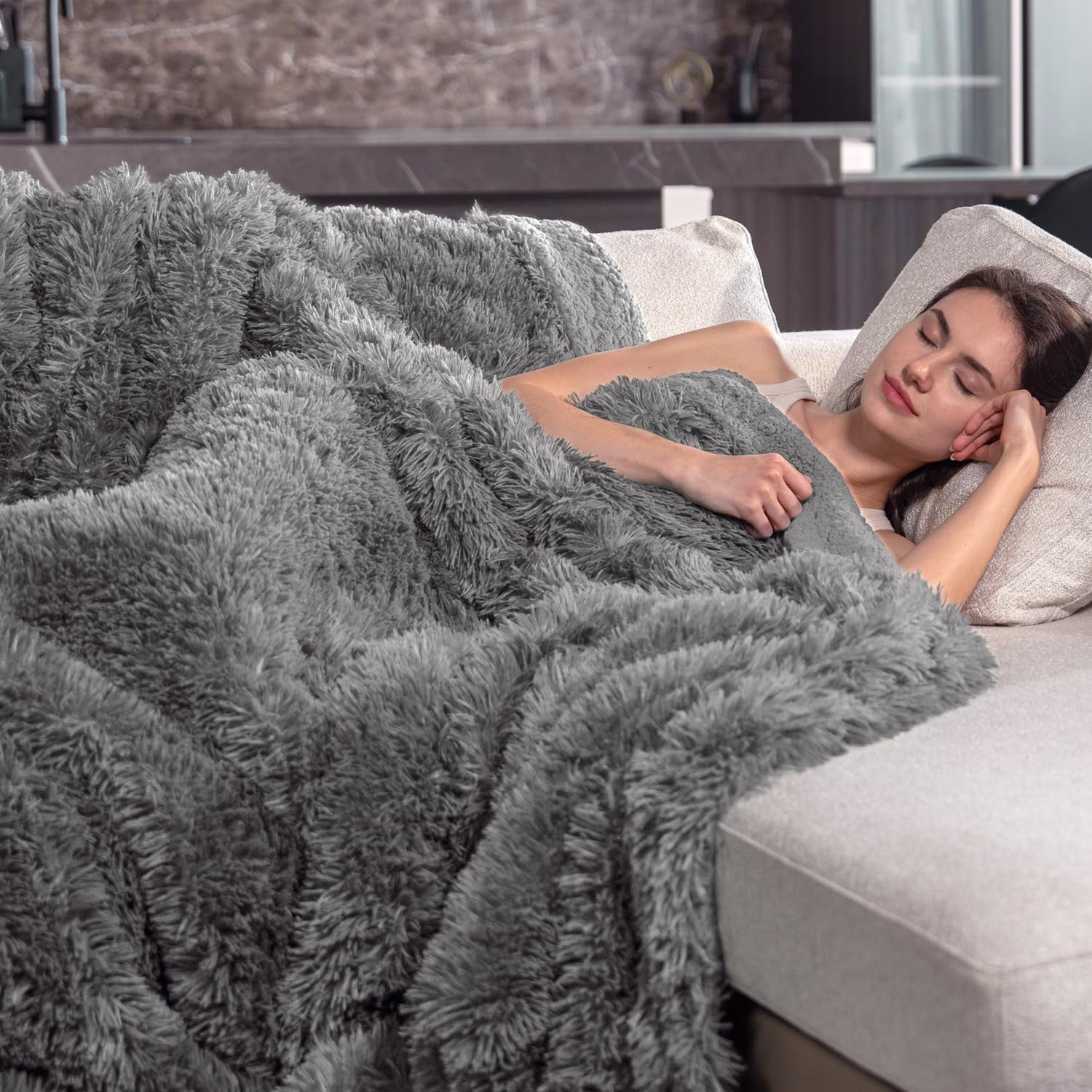 Anjee Soft Furry Decor, Fluffy Living Room Plush Bed Cozy Fleece Throw ...