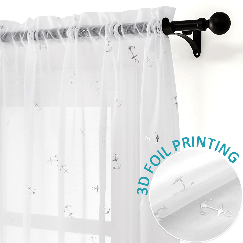 Anjee Semi Sheer Voile Curtains 45 inch Length 2 Panels, Rod Pocket ...