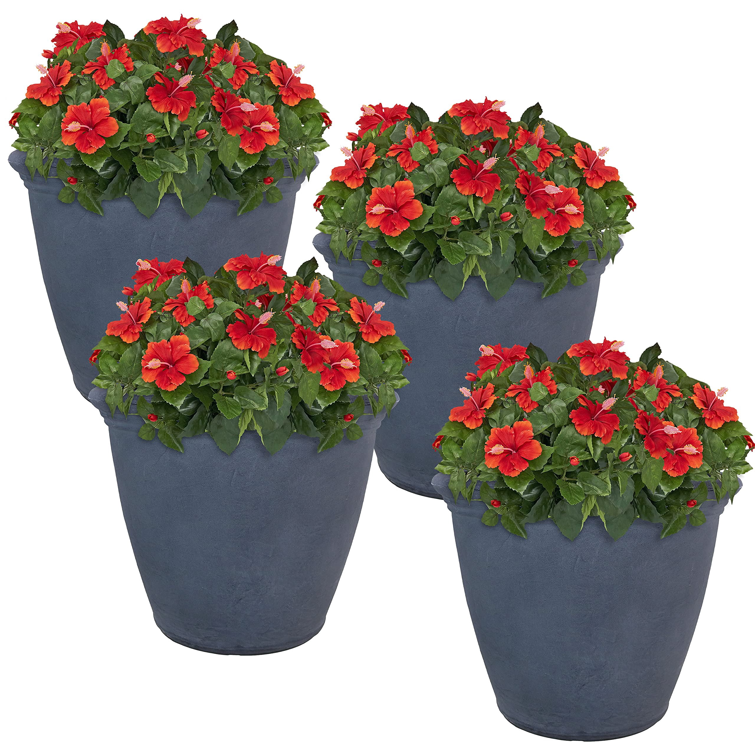 Anjelica 20 Inch Diameter Outdoor Planter Set, Double Walled Polyresin ...