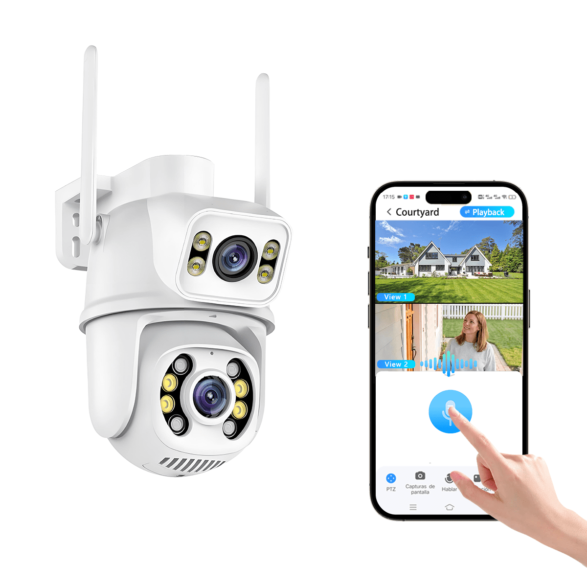AnjiSee CB08 3MP+3MP HD Dual Lens Surveillance Camera, 2.4G WiFi Home ...