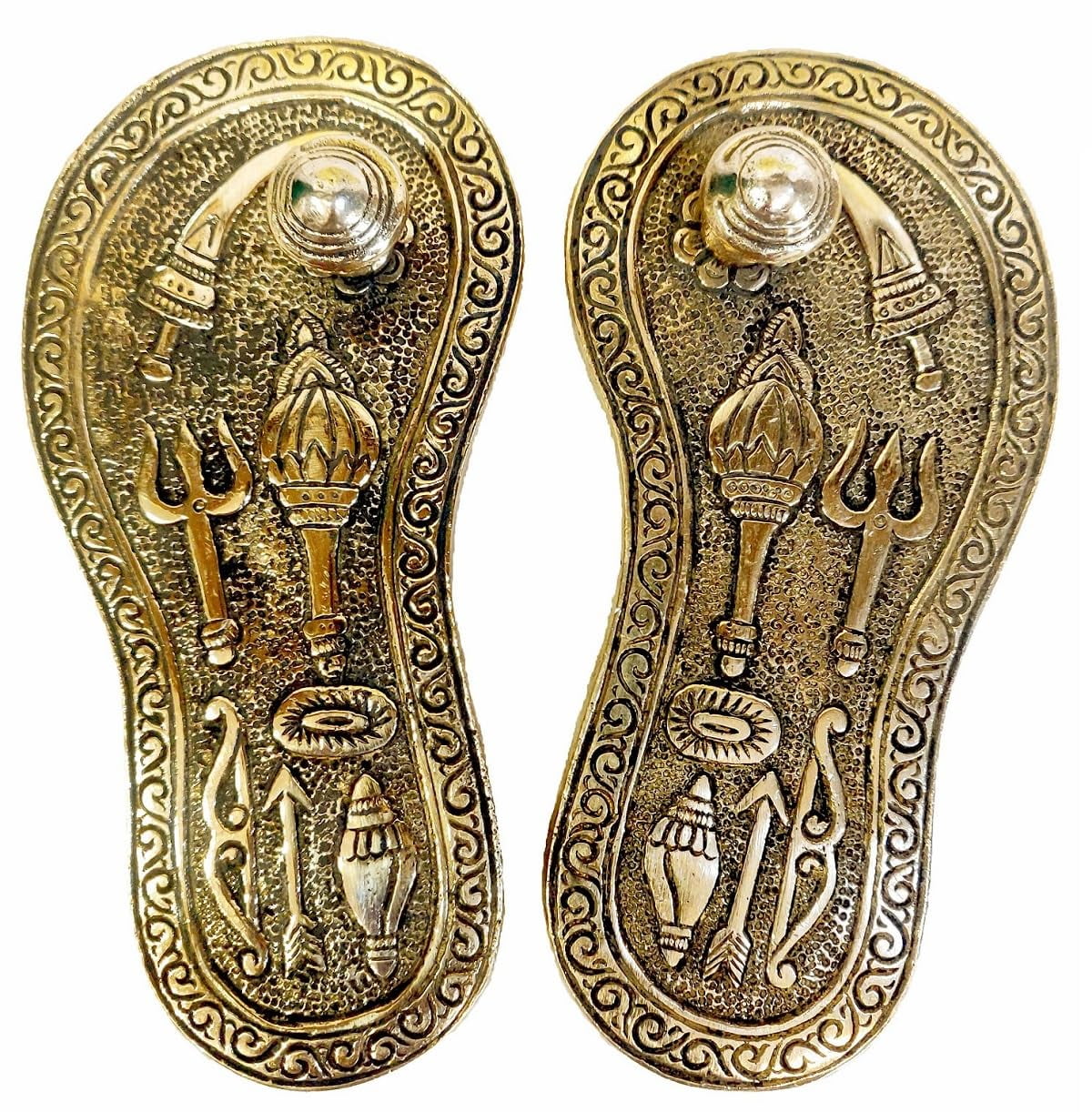 Anjini Brass Laxmiji Durgaji Charan Paduka Shri Ram Khadau Religious ...