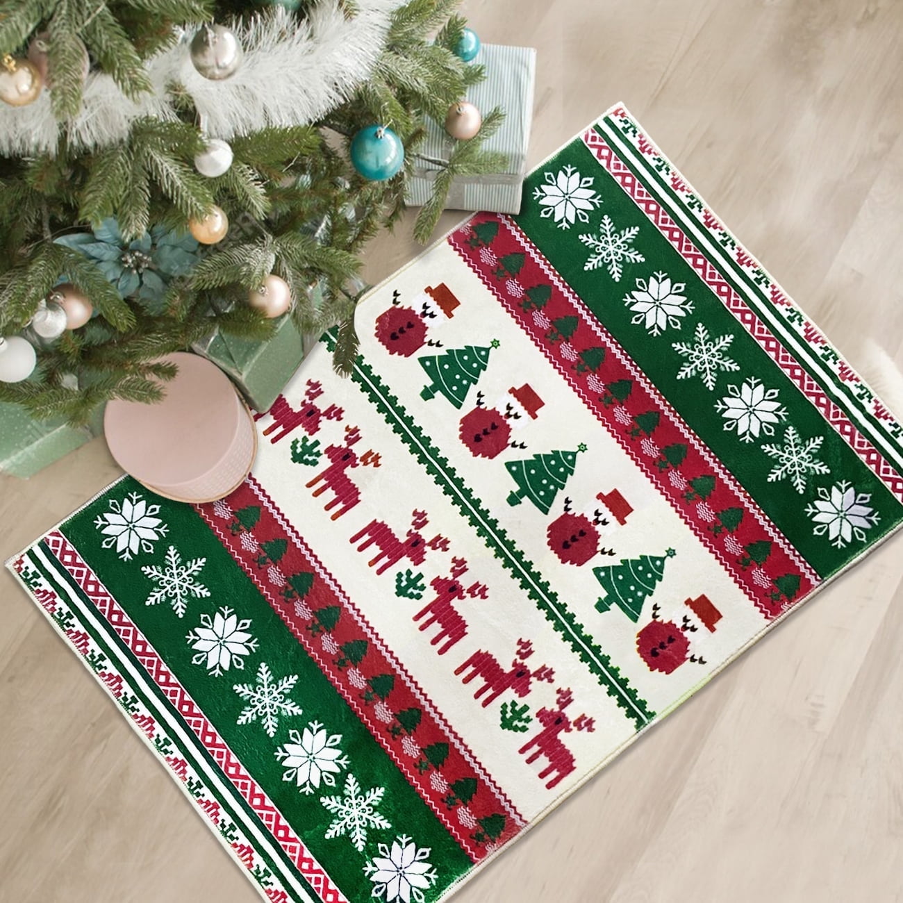 Anjinsoft Christmas Area Rug, 4' x 6', Machine Washable, Non Slip ...
