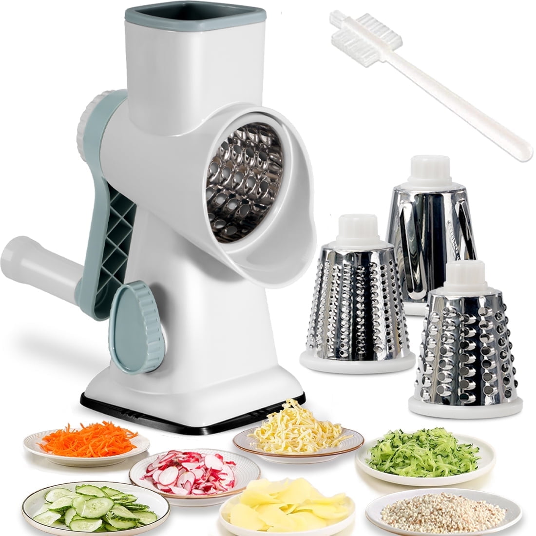 Anjinsoft Hand Crank Rotary Cheese Grater and Vegetable Slicer, 3 ...