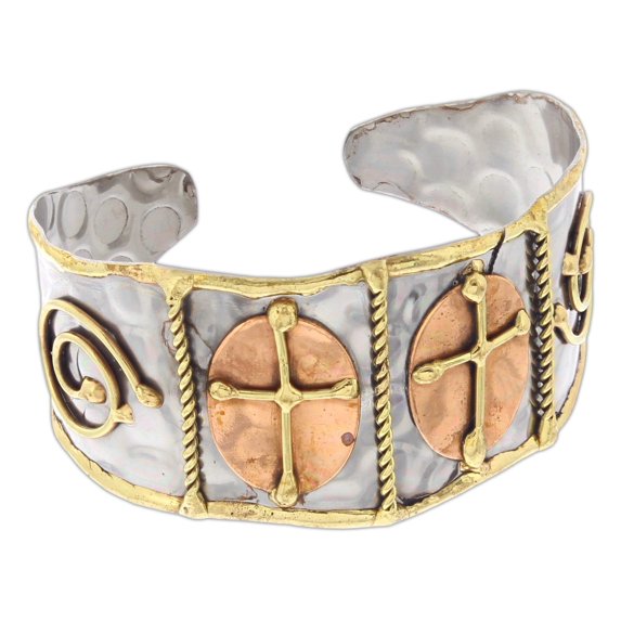 Anju Mixed Metal Cuff Bracelet (Cross) - Walmart.com