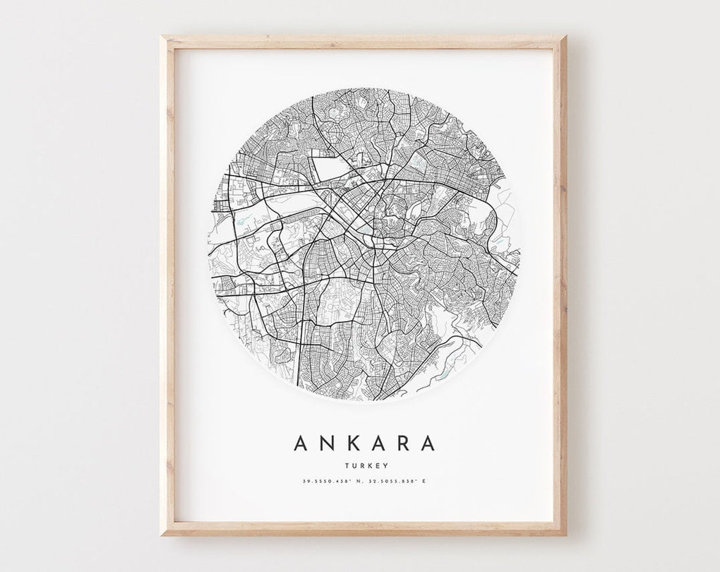 Ankara Map Print, Ankara Map Poster City Wall Art, Ankara Road Map ...