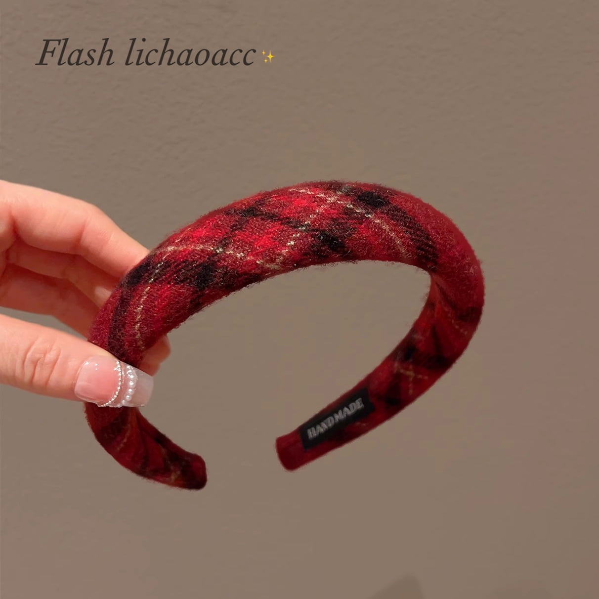 ‌Ankela Red Hairband New Year Atmosphere Hair Accessory Fashion Plaid ...